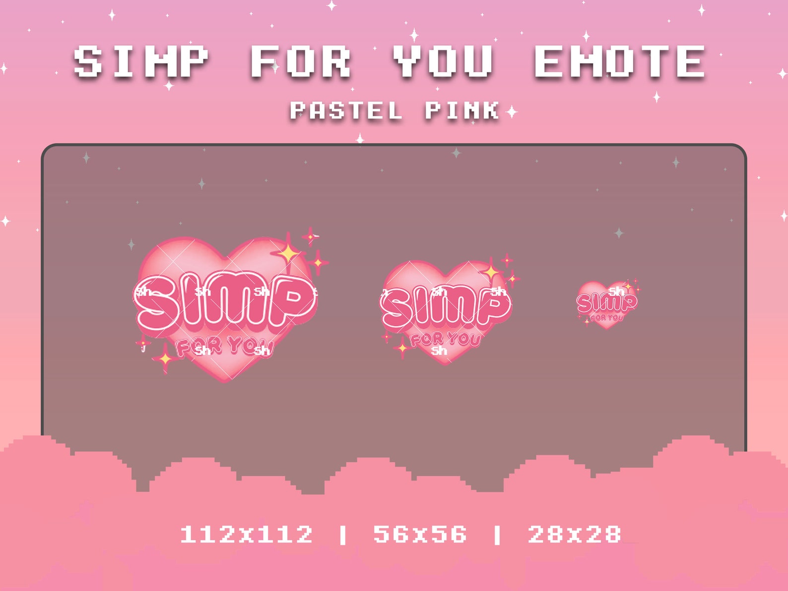Simp for You Emote| Pastel Pink| Cute | Heart | 3 Sizes | for Twitch ...