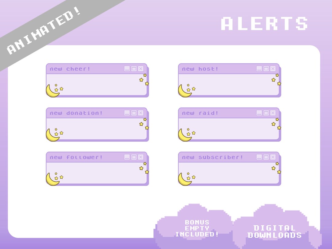 Pastel Purple Twitch Stream Alerts With Moon Star | New Follower |new ...