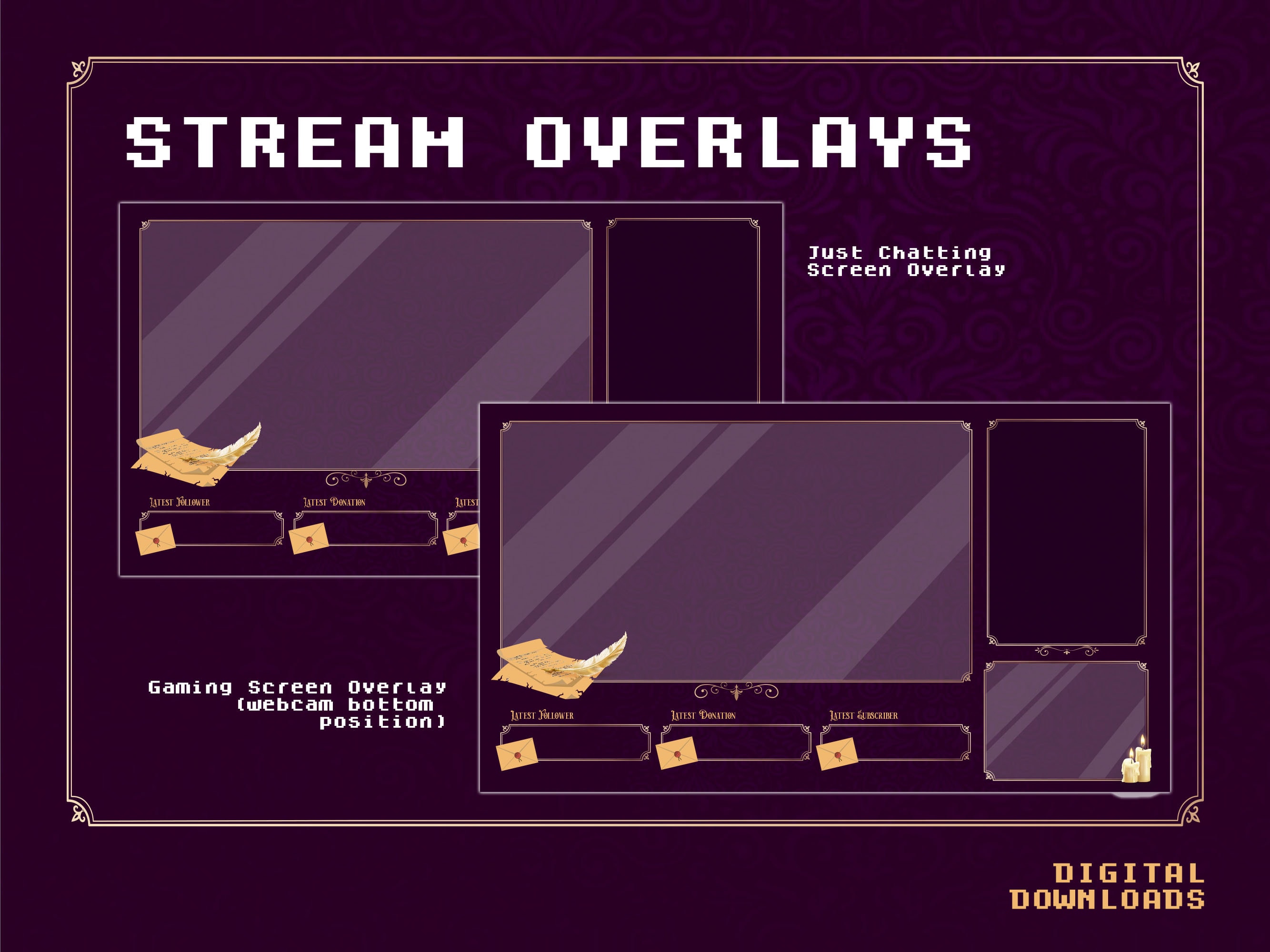 4 X Twitch Streaming Overlays | Victoria Era Love Letter | Gaming ...