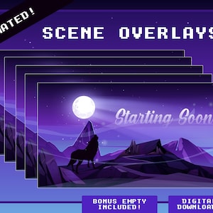 Howling Wolf Full Moon Complete Twitch Stream Overlay Pack Animated ...