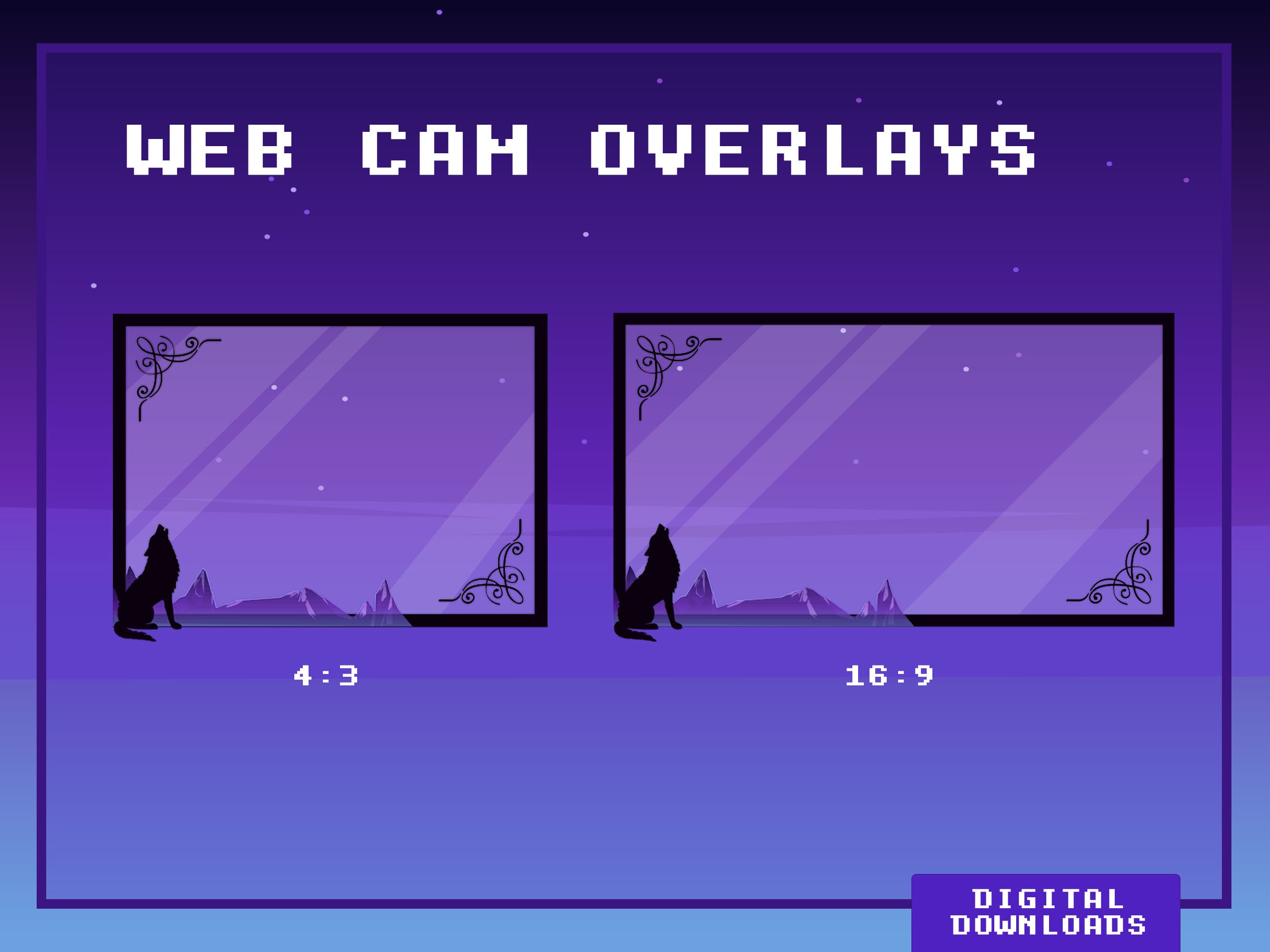 Howling Wolf Webcam Borders for Twitch X 2 | Cam Borders | Twitch ...