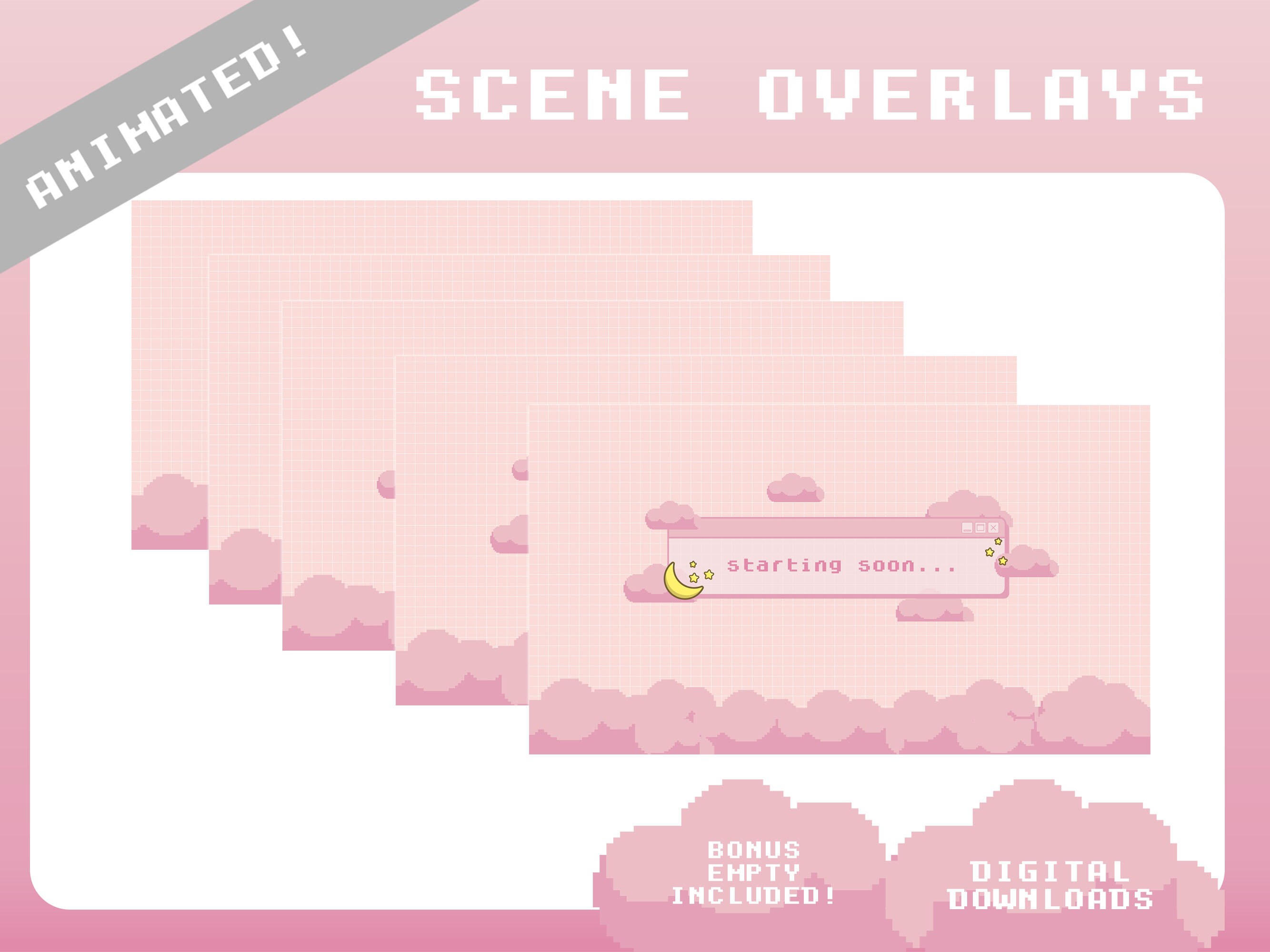 Animated Twitch Screen Scene Pack| Pastel Pink | 5 Stream Screens ...
