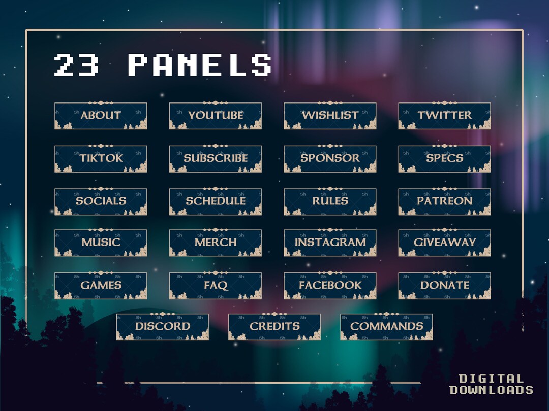 Twitch Panels X 23 Northern Lights Theme + Empty| |twitch Profile ...