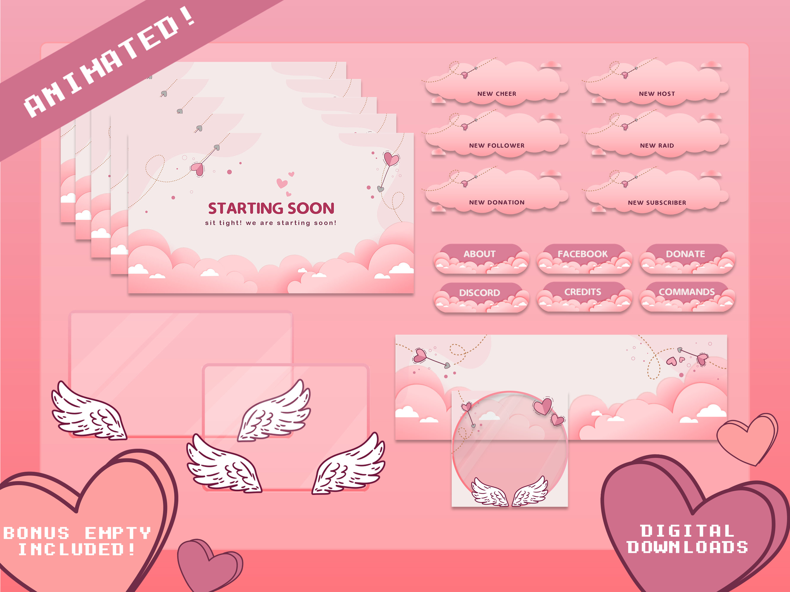 Cupid's Arrow Complete Twitch Stream Overlay Pack Animated stream ...
