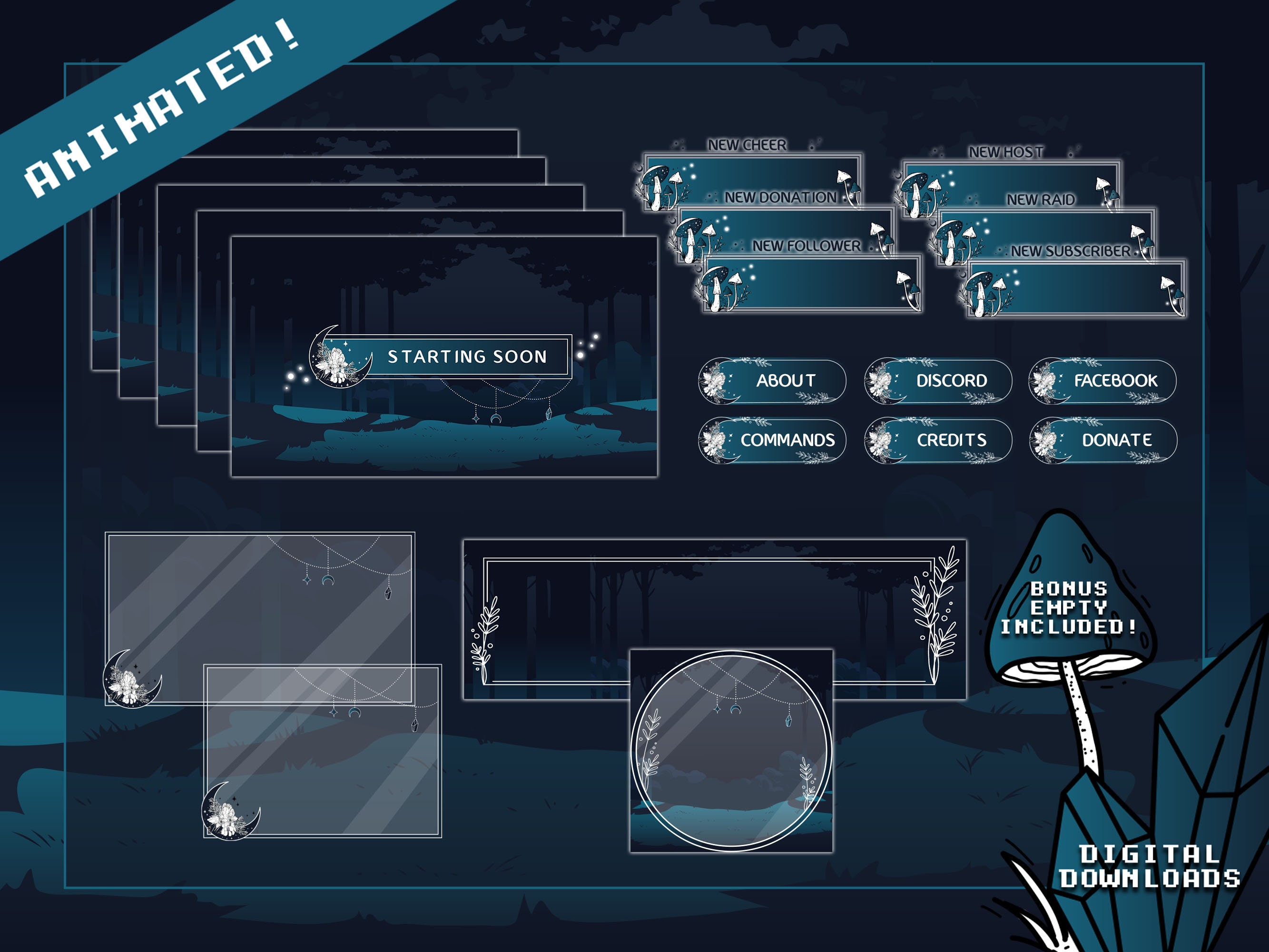 Dark Enchanted Forest Complete Twitch Stream Overlay Pack Animated ...
