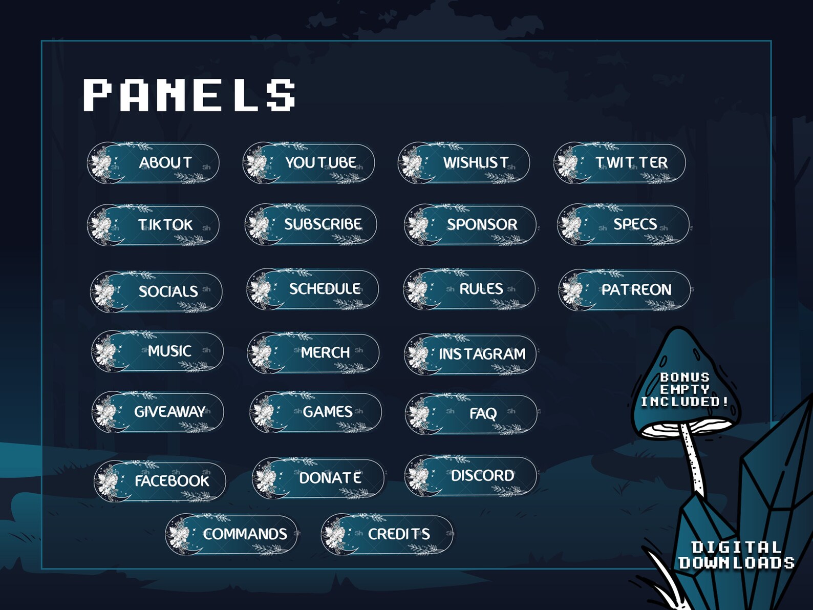 Dark Enchanted Forest Complete Twitch Stream Overlay Pack Animated ...