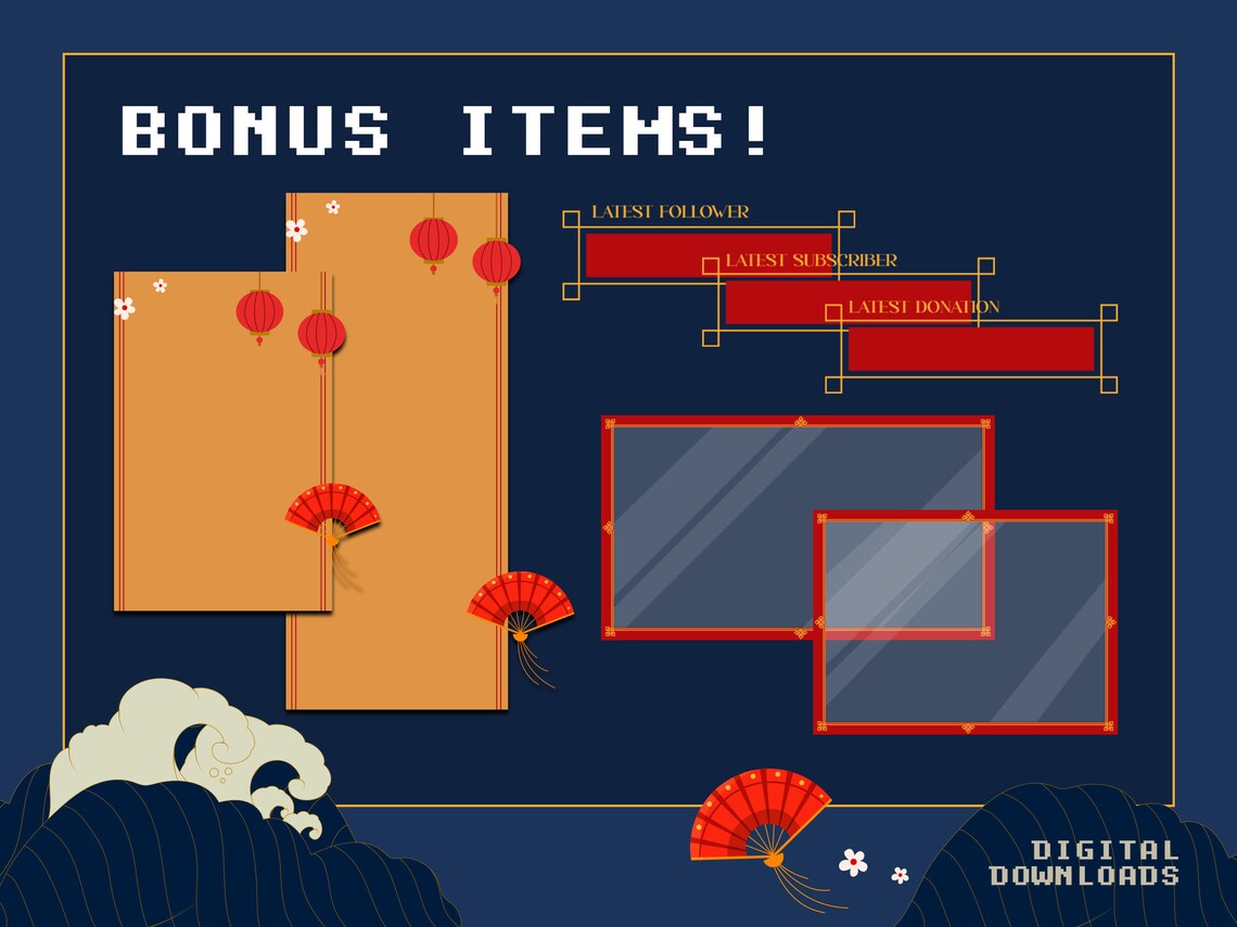 4 X Twitch Streaming Overlays Chinese New Year Gaming Overlays Just ...