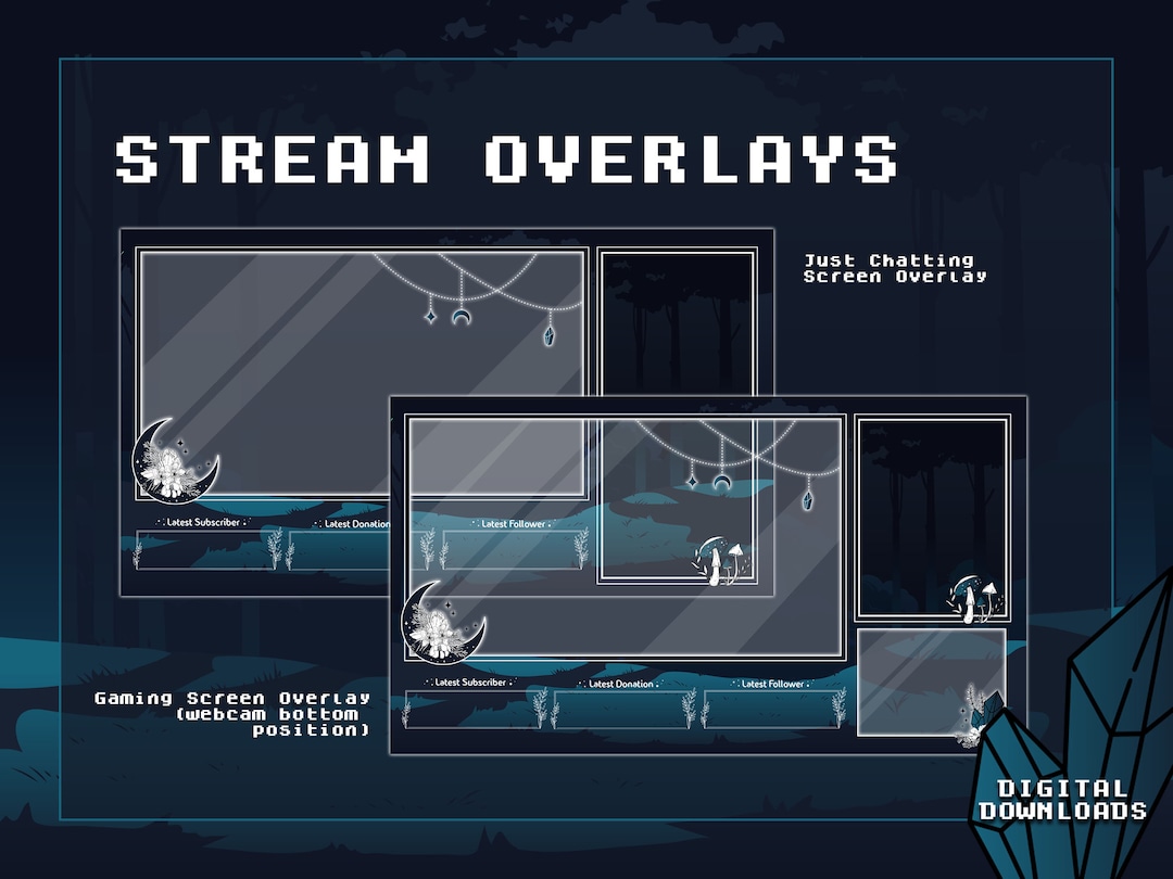 Dark Enchanted Forest Stream Overlays Twitch X 4 | Gaming Overlays ...