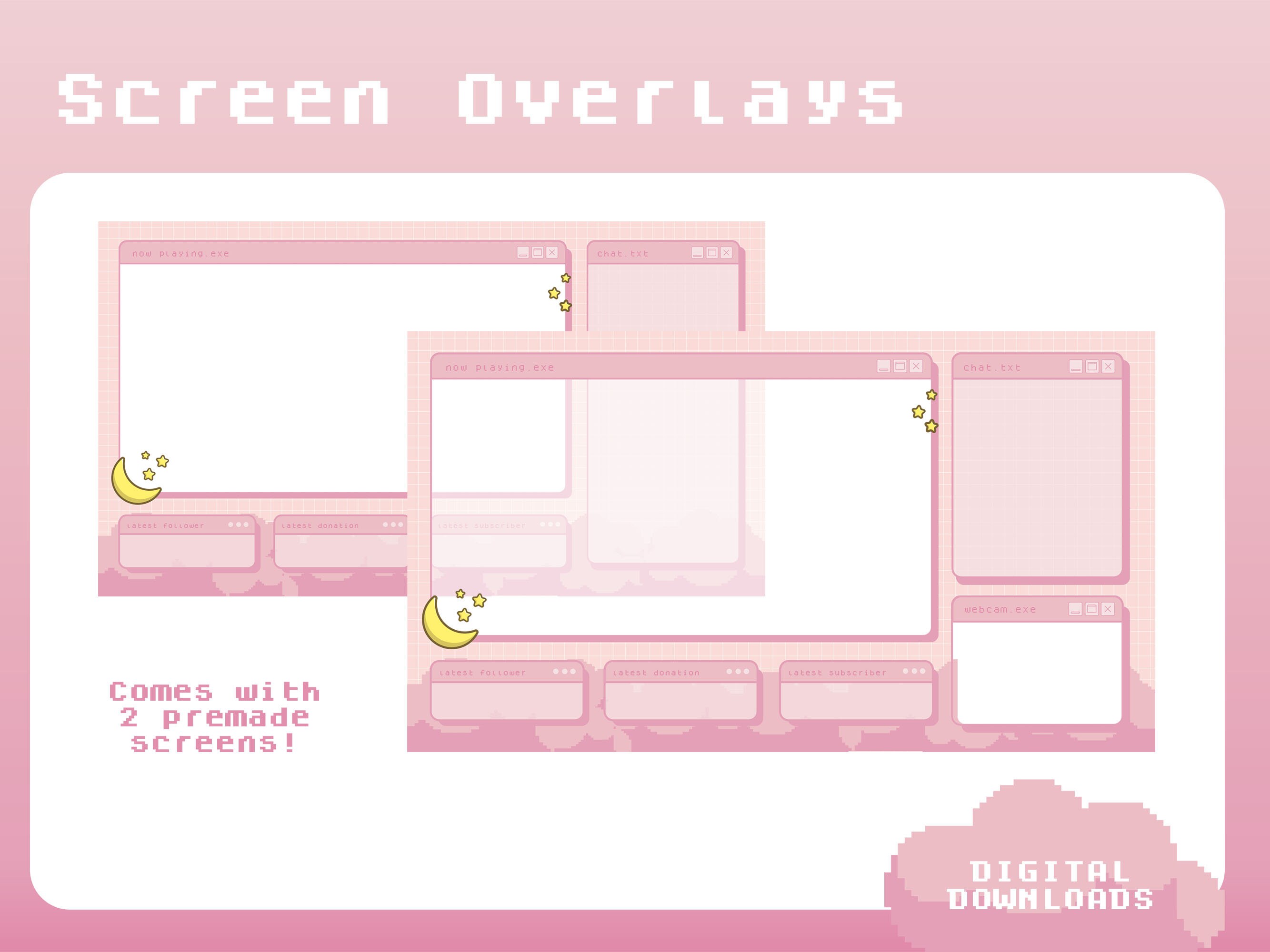 Customisable Twitch Streaming Overlays Pastel Pink Gaming Overlays Just ...