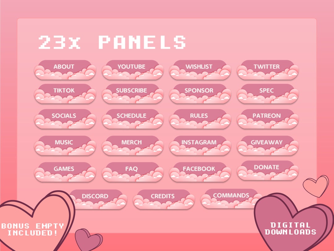 Twitch Panels X 23 Cupid's Love Clouds + Empty | |twitch Profile Panels ...