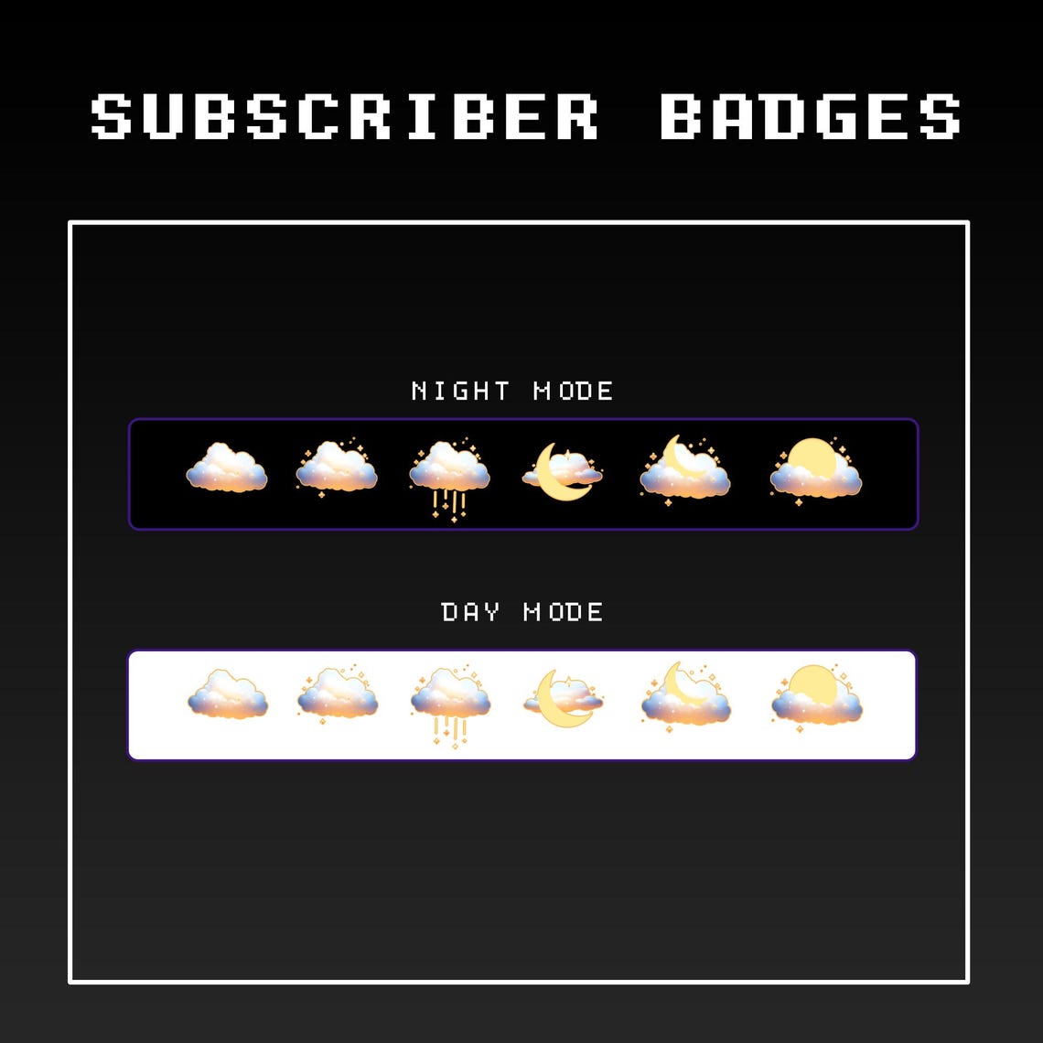 Sub / Bit Badges for Twitch & Youtube X 6 | Cloudy Moon | Crescent ...