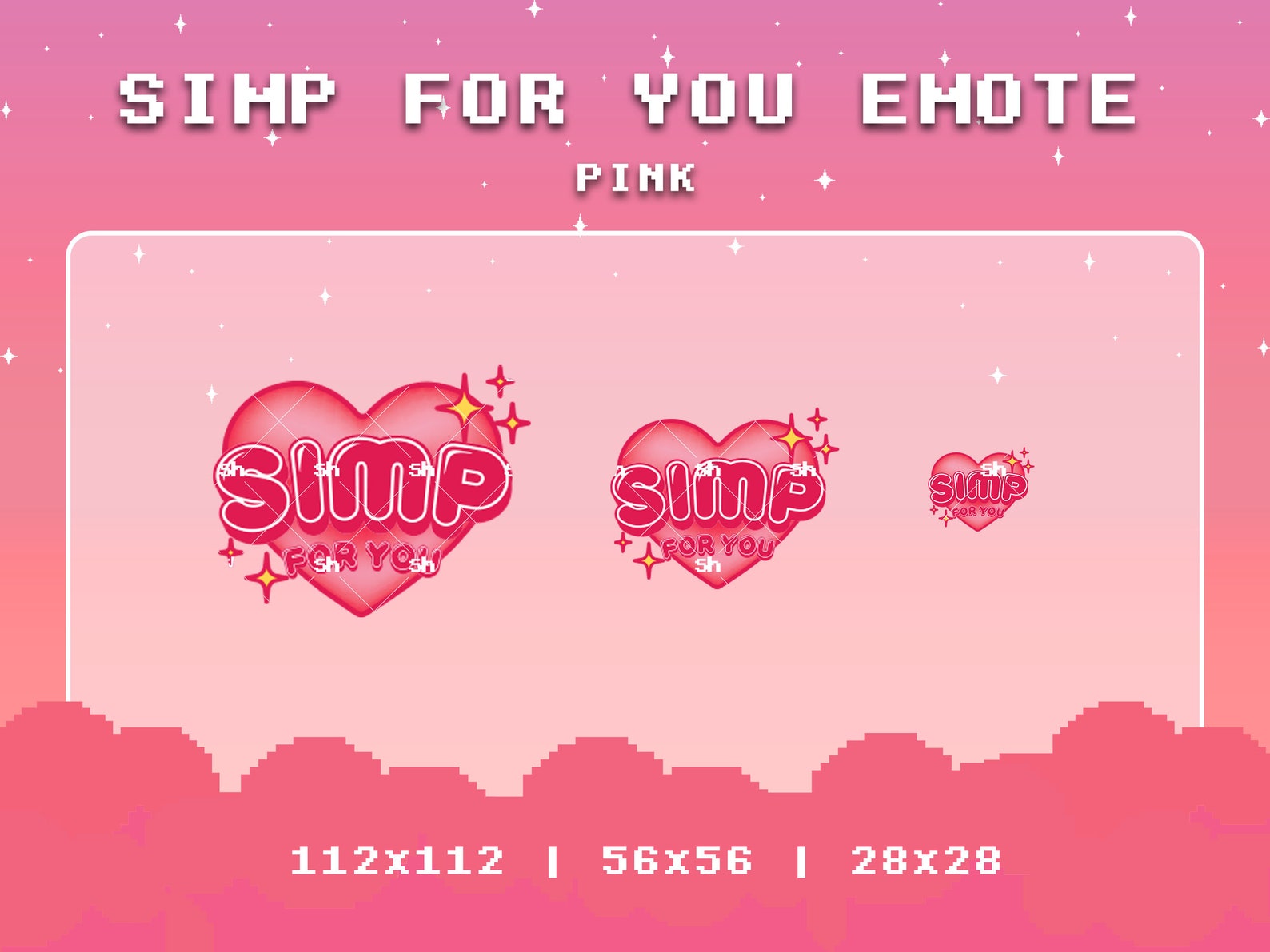 Simp for You Emote Hot Pink Cute Heart 3 Sizes for - Etsy