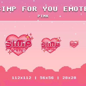 Simp for You Emote| Hot Pink| Cute | Heart | 3 Sizes | for Twitch ...