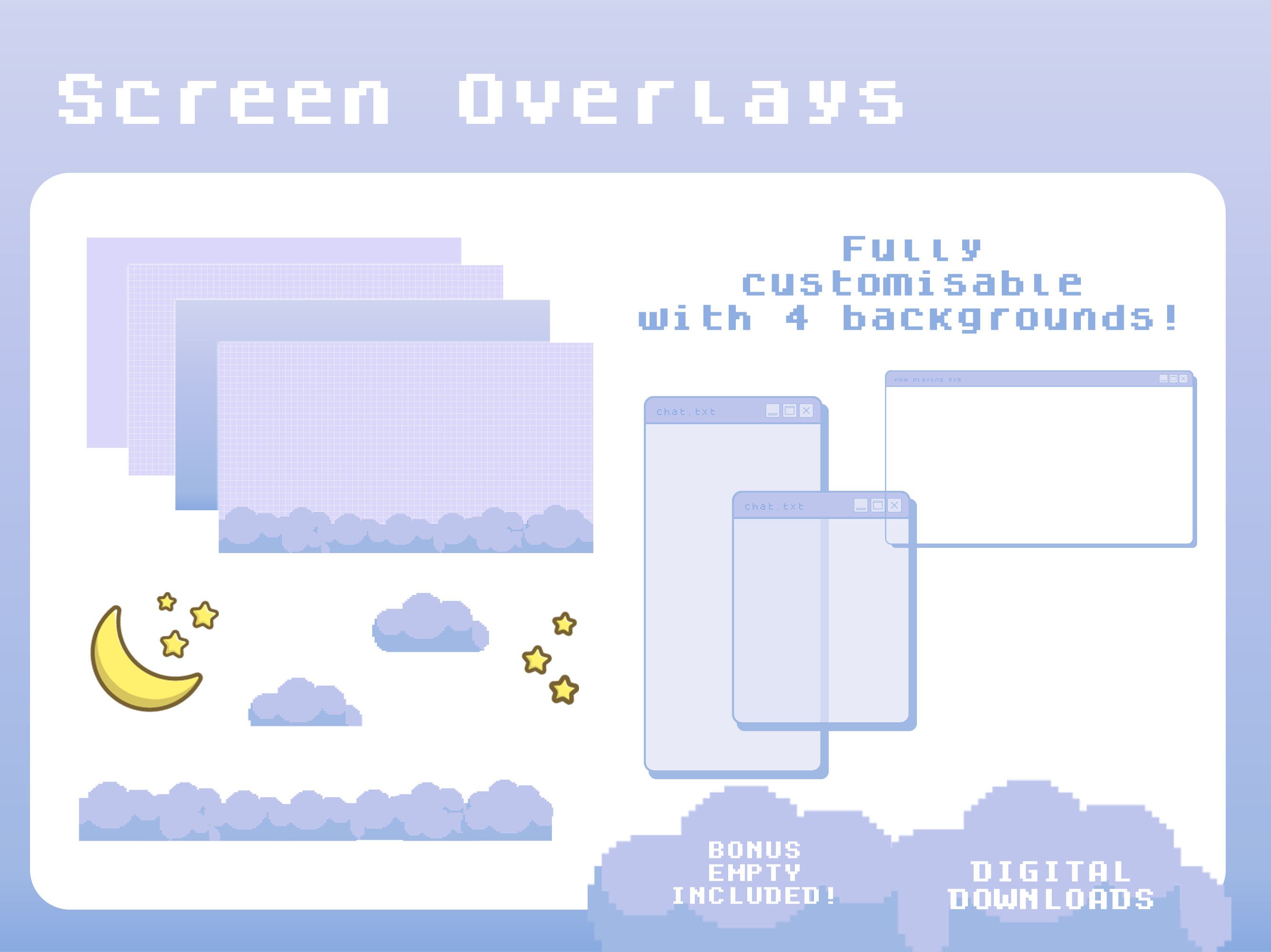 Customisable Twitch Streaming Overlays Pastel Blue Gaming Overlays Just ...