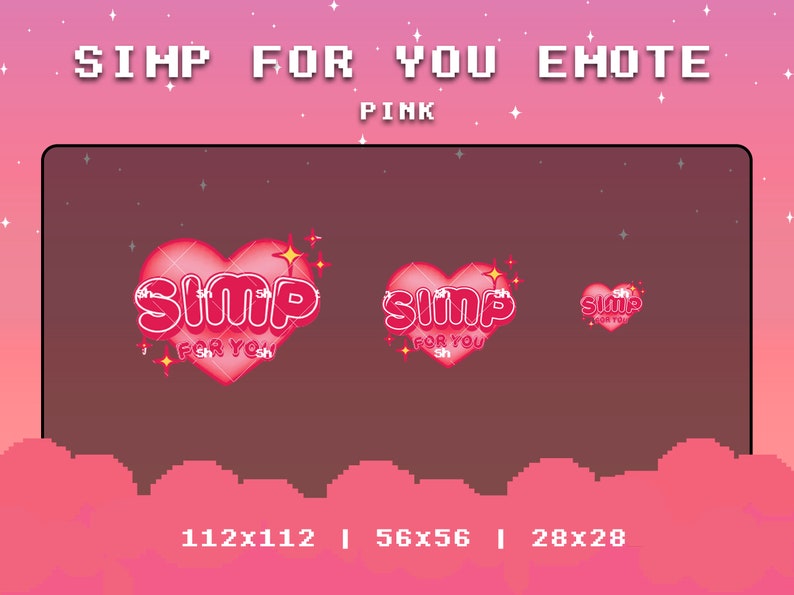 Simp for You Emote| Hot Pink| Cute | Heart | 3 Sizes | for Twitch ...