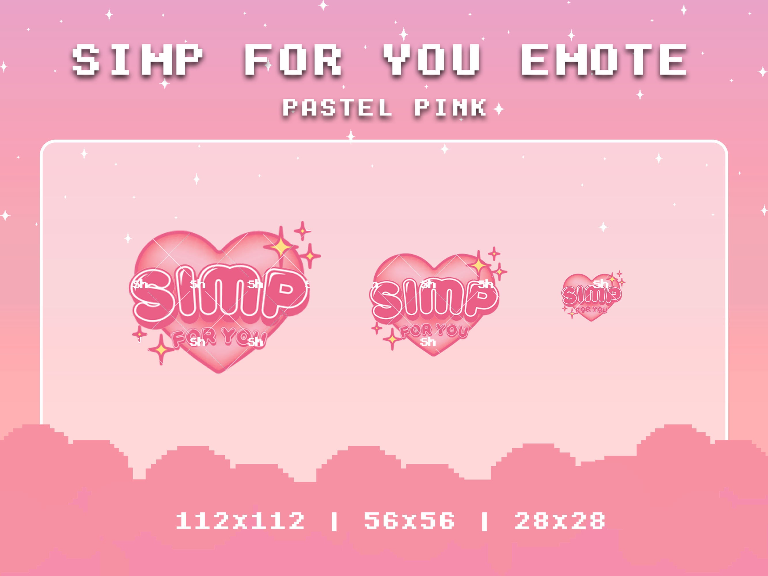 Simp for You Emote| Pastel Pink| Cute | Heart | 3 Sizes | for Twitch ...