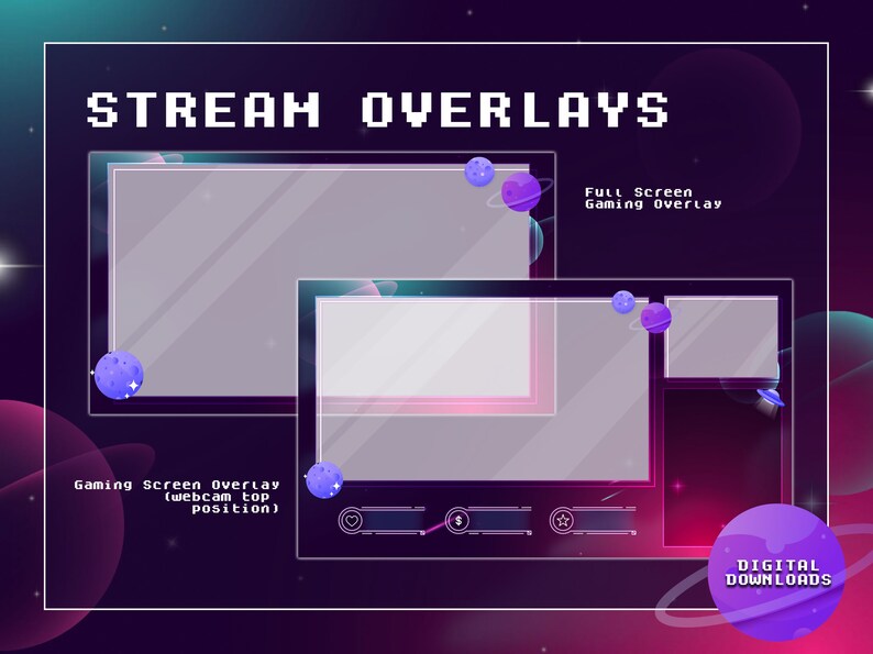 4 X Twitch Streaming Overlays Supernova Galaxy Gaming Overlays Just ...