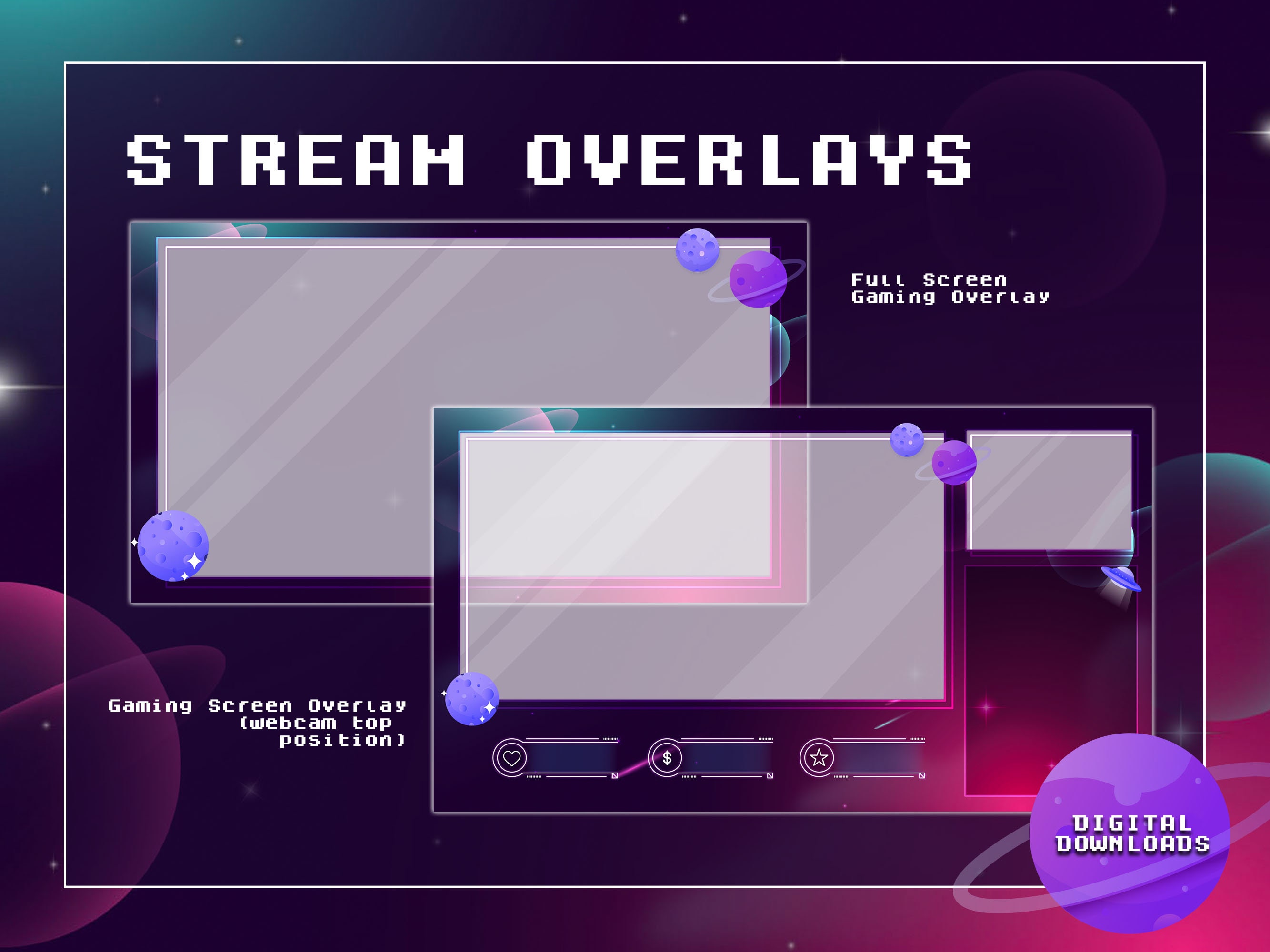 4 X Twitch Streaming Overlays | Supernova Galaxy | Gaming Overlays ...