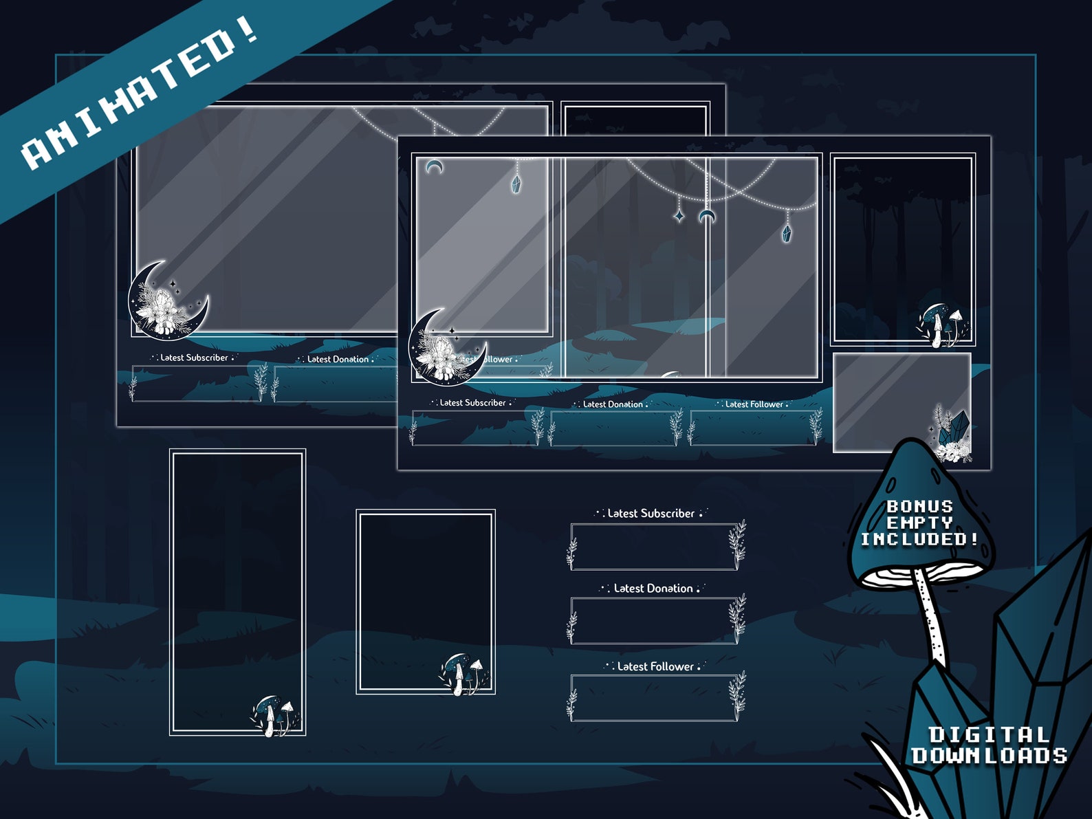 Dark Enchanted Forest Complete Twitch Stream Overlay Pack Animated ...