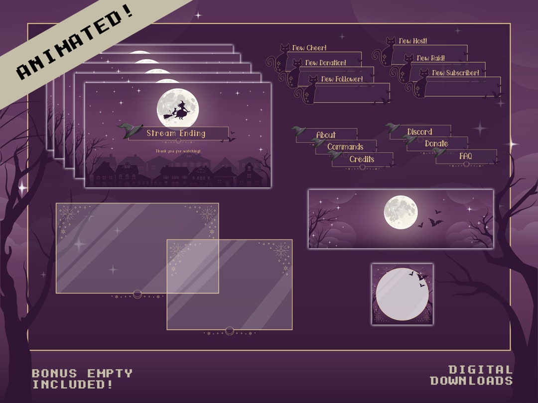 Witch of the Night Complete Twitch Stream Overlay Pack Animated |stream ...