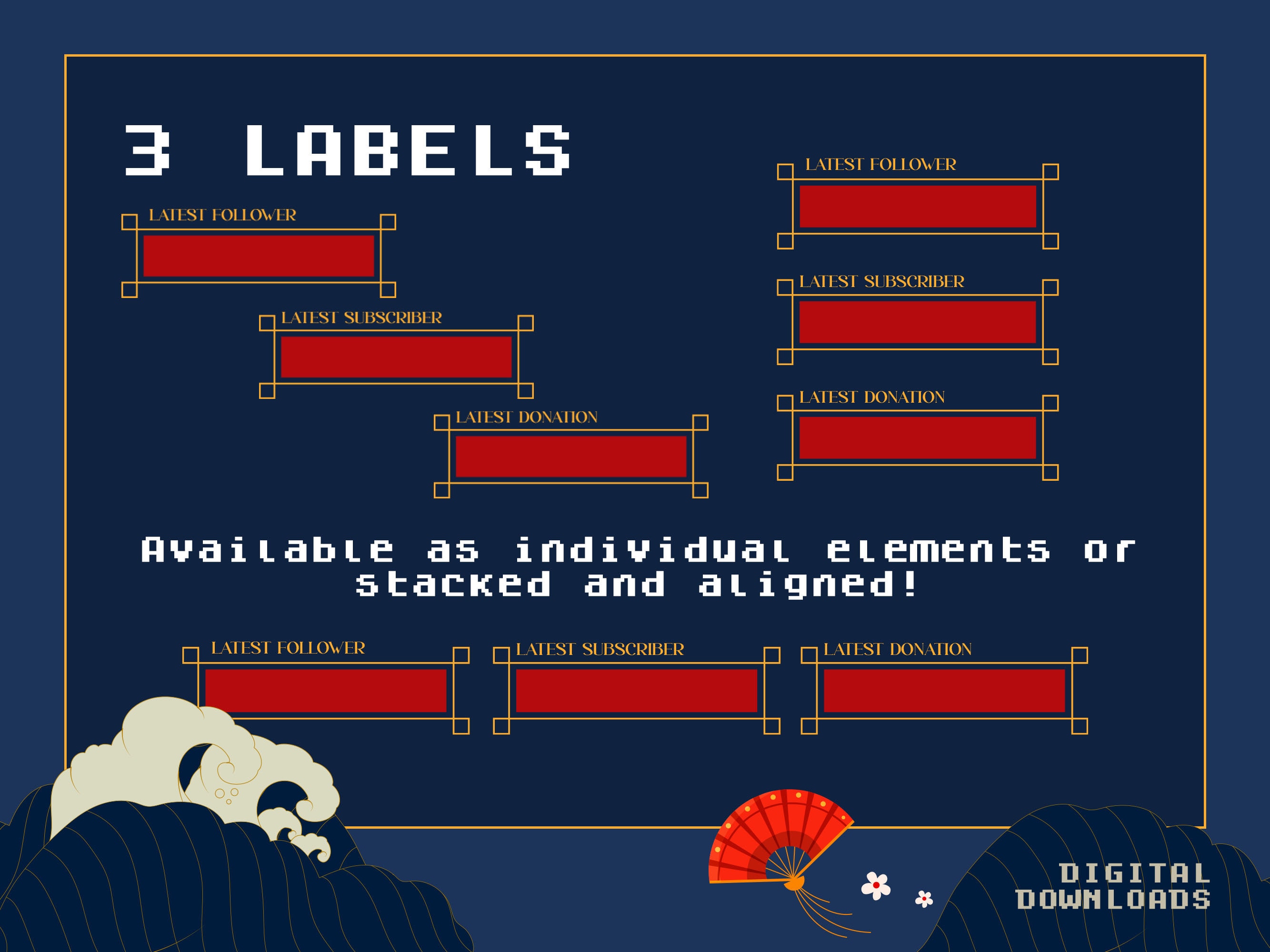 Chinese New Year Dragon Stream Overlay Pack Animated stream Bundle ...