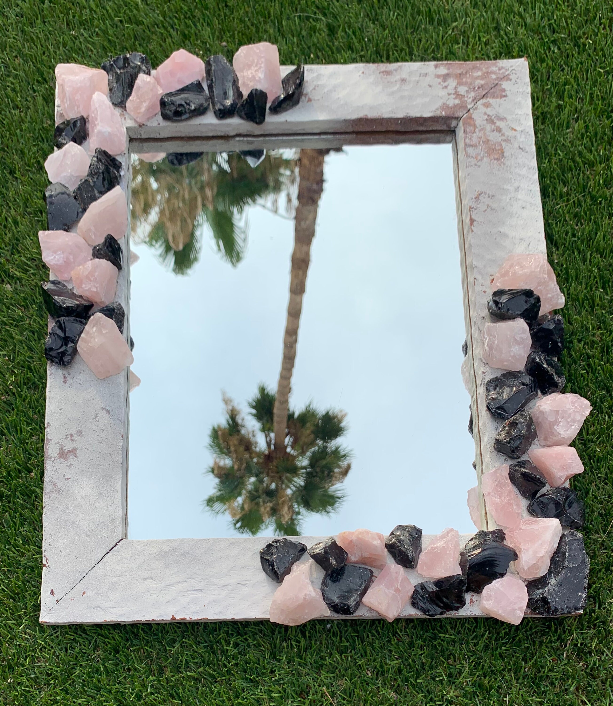 Obsidian and Rose Quartz Mirror - Etsy