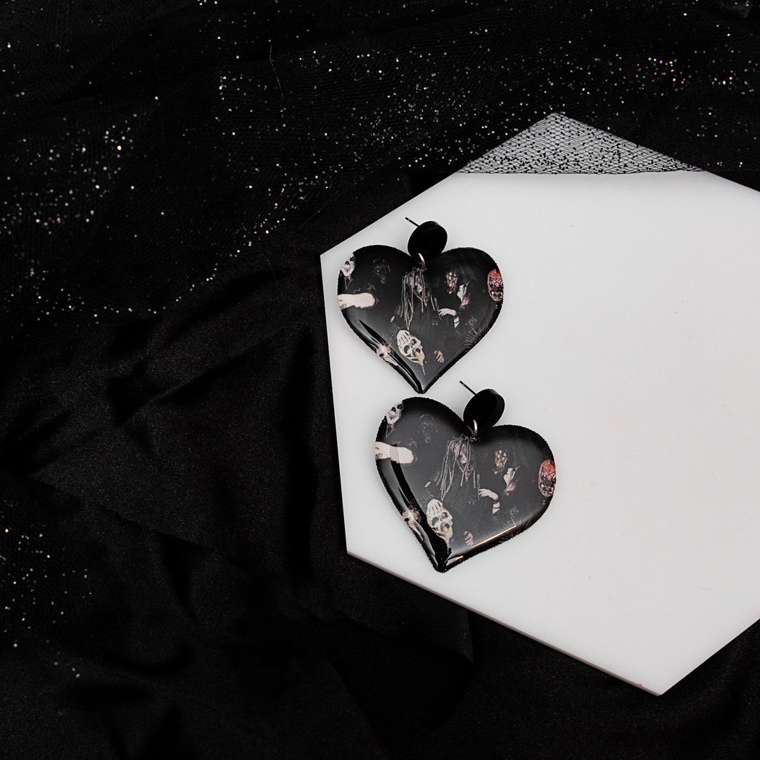 Slipknot Iowa-era Resin Heart Statement Earrings - Etsy