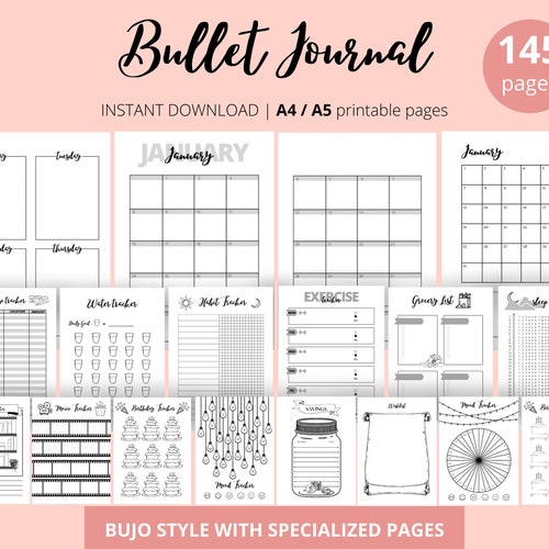Bullet Journal Printable Starter Pack Bullet Journal Bundle - Etsy