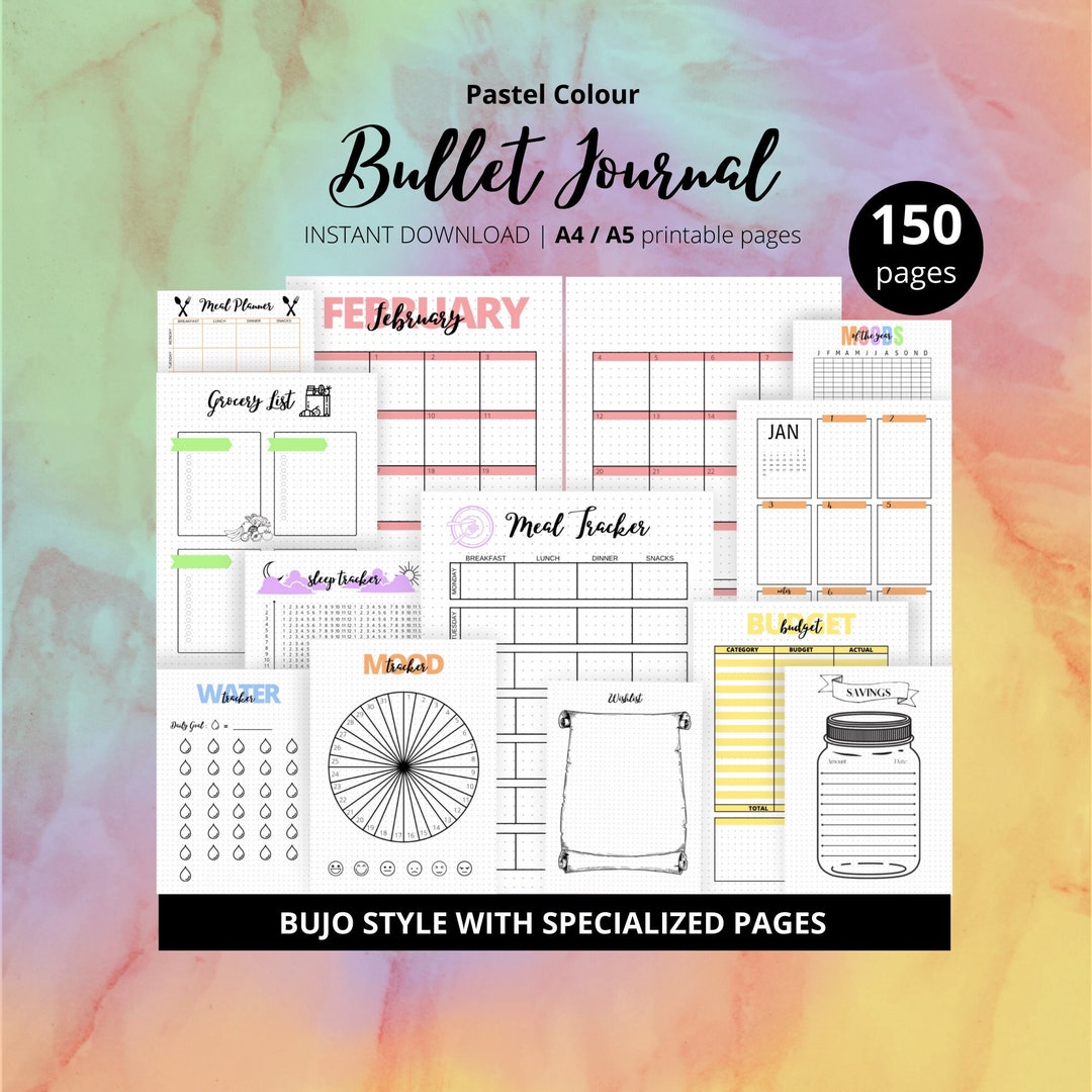 Bullet Journal Printable Starter Pack, Bullet Journal Bundle, Trackers ...