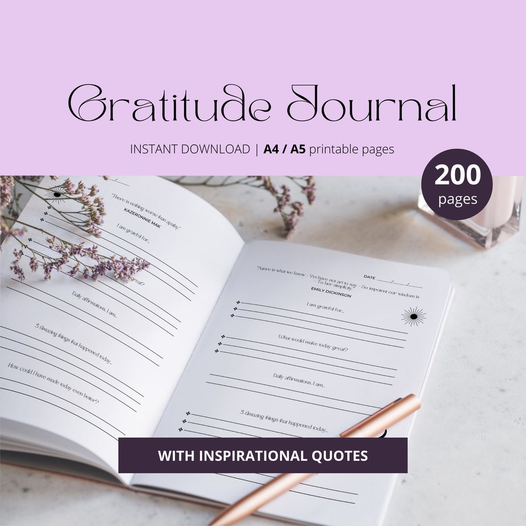 GRATITUDE JOURNAL Printable Journal Pages Journal Prompts A4 & A5 - Etsy