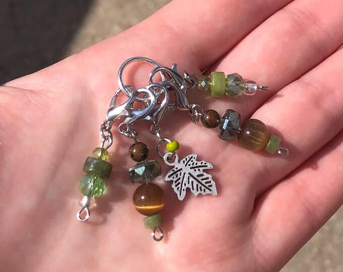 Stitch Markers, Oak Tree Themed Stitch Markers, Handmade Lobster Clasp ...