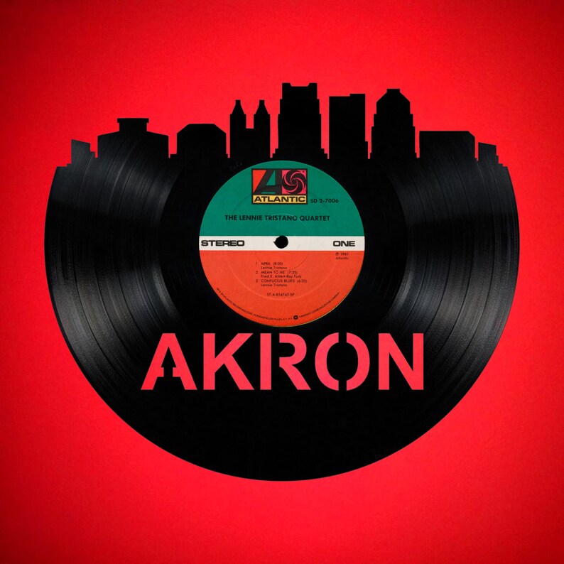 Akron Ohio Skyline Vinyl Record Art Cut From a Actual Vinyl Record ...