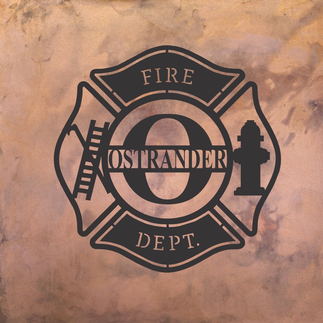 Fire Fighter Monogram Fireman Metal Sign, Cabin, Wall, Home, Outdoor ...