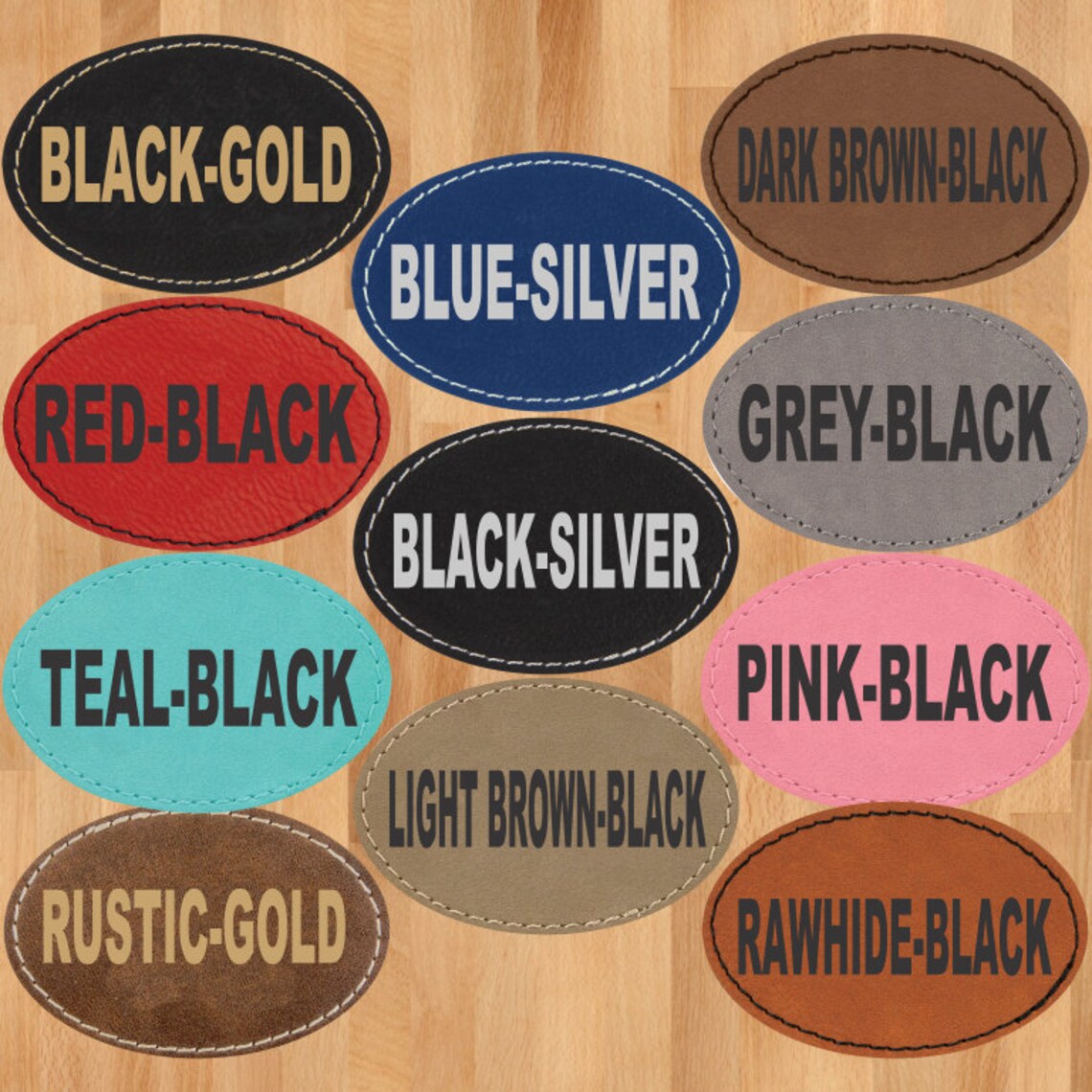 Oval 3" X 2" Laserable Leatherette Patch With Adhesive Leather Patches ...