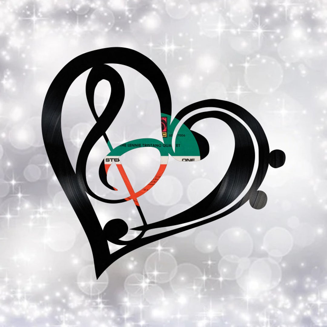 Music Nots Heart Vinyl Record Art Cut From a Actual Vinyl Record - Etsy