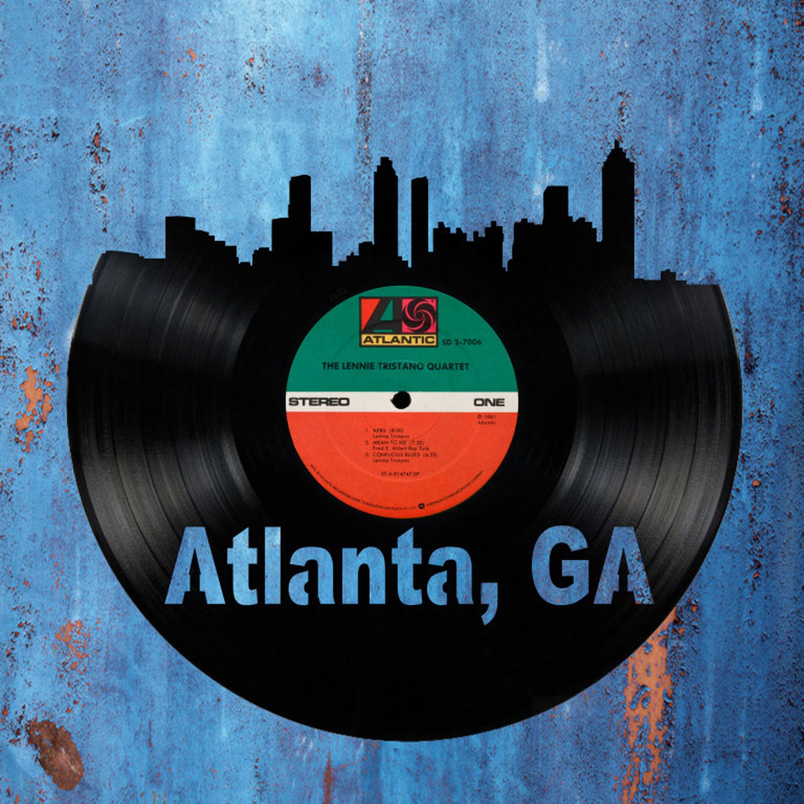 Atlanta Georgia Skyline Vinyl Record Art Cut From a Actual Vinyl Record ...