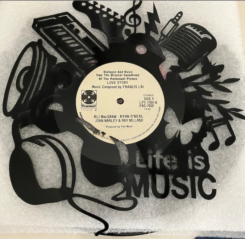 Music Lover Vinyl Record Art Cut From a Actual Vinyl Record - Etsy