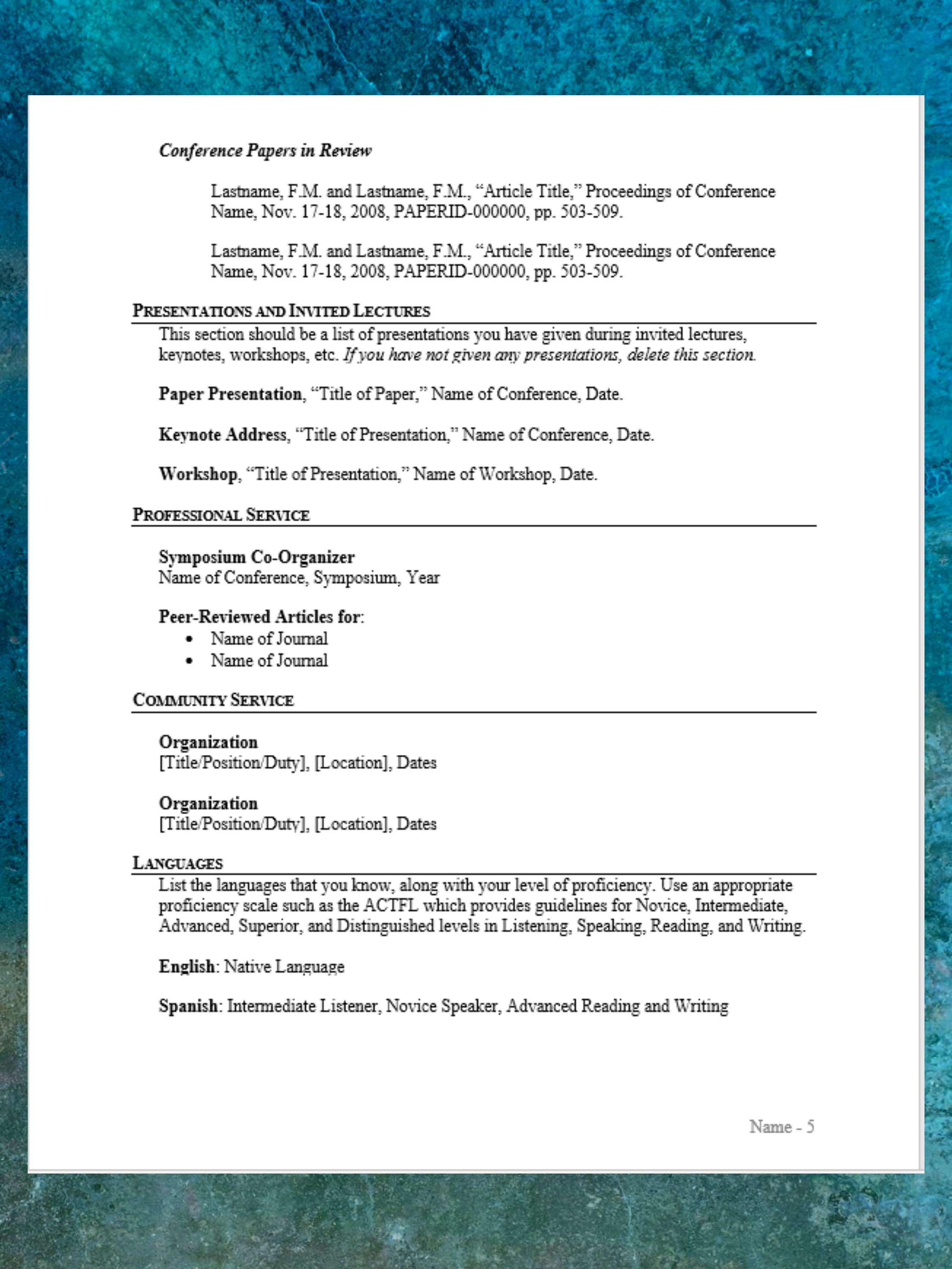 Editable Professional Extended CV curriculum Vitae Template - Etsy