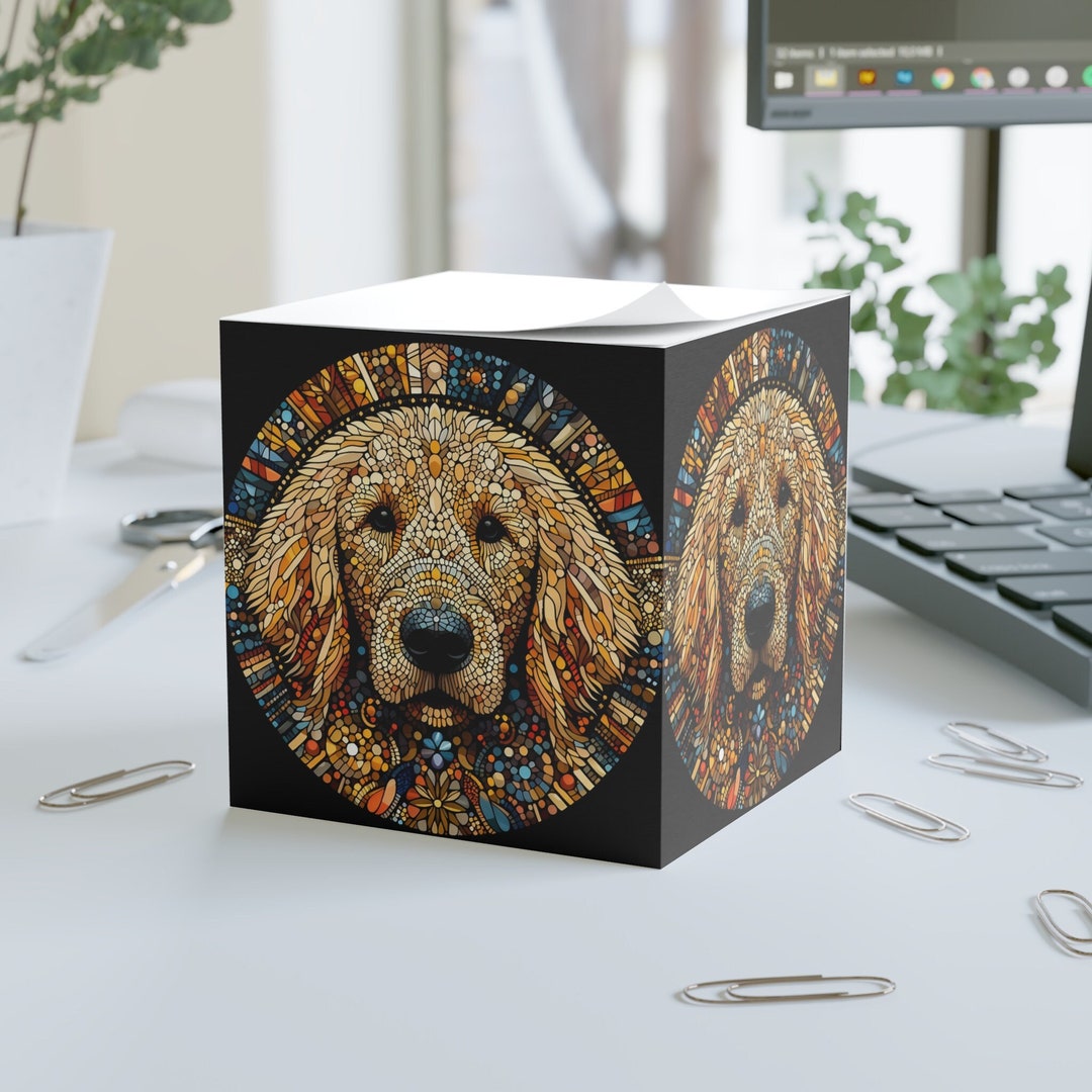 Golden Retriever Custom Note Cube Teacher Gift Co Worker Kitchen Decor ...