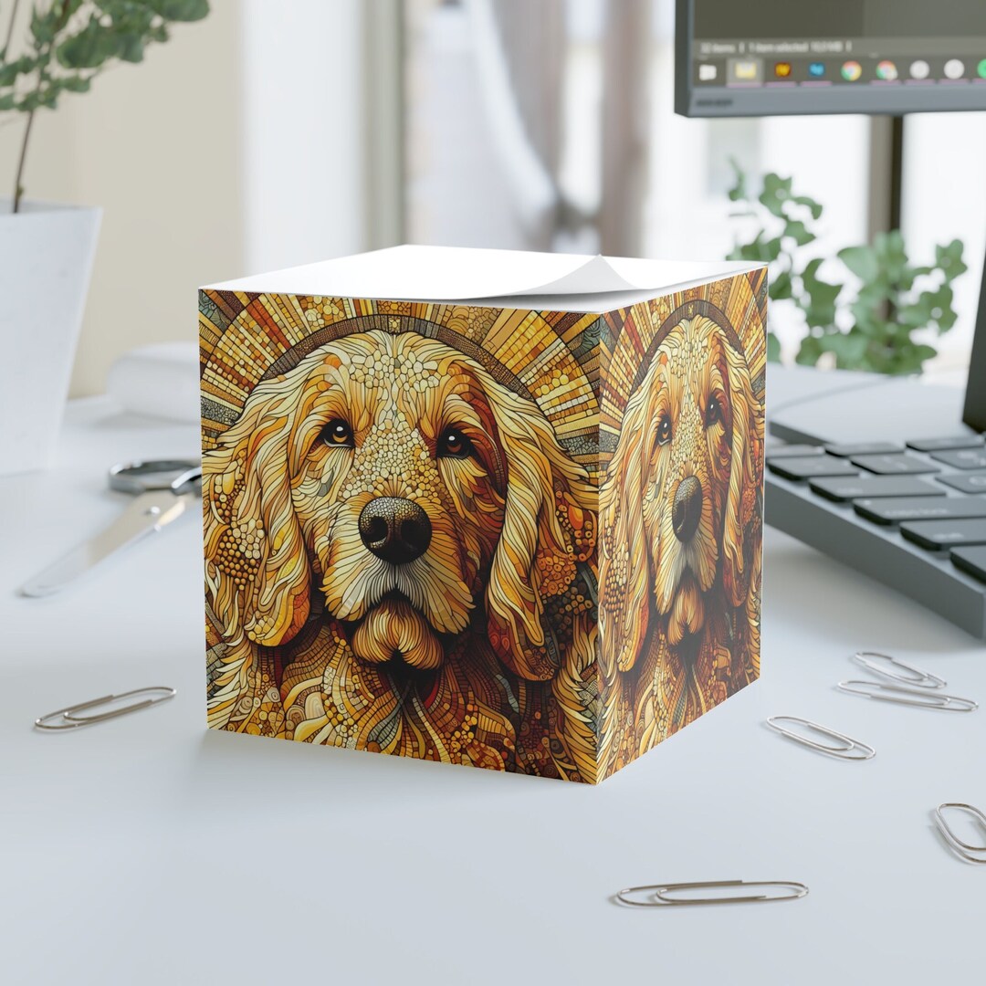 Golden Retriever Custom Note Cube Teacher Gift Co Worker Kitchen Decor ...