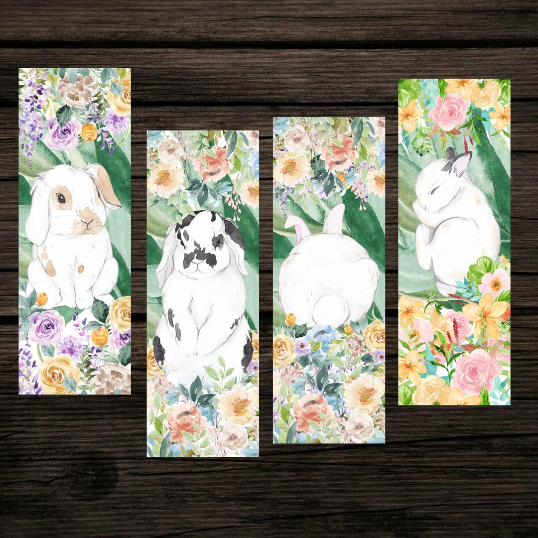 Bunny Rabbits Watercolor Printable Bookmarks Bookmark Book Bunnies ...