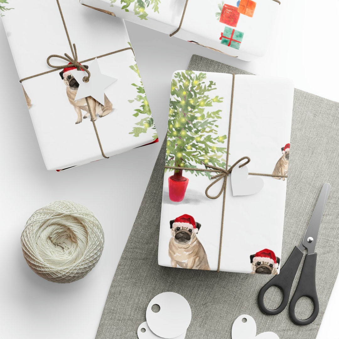 A New Pug Wrapping Paper Gift Wrap Pug Mom Christmas Wrapping - Etsy