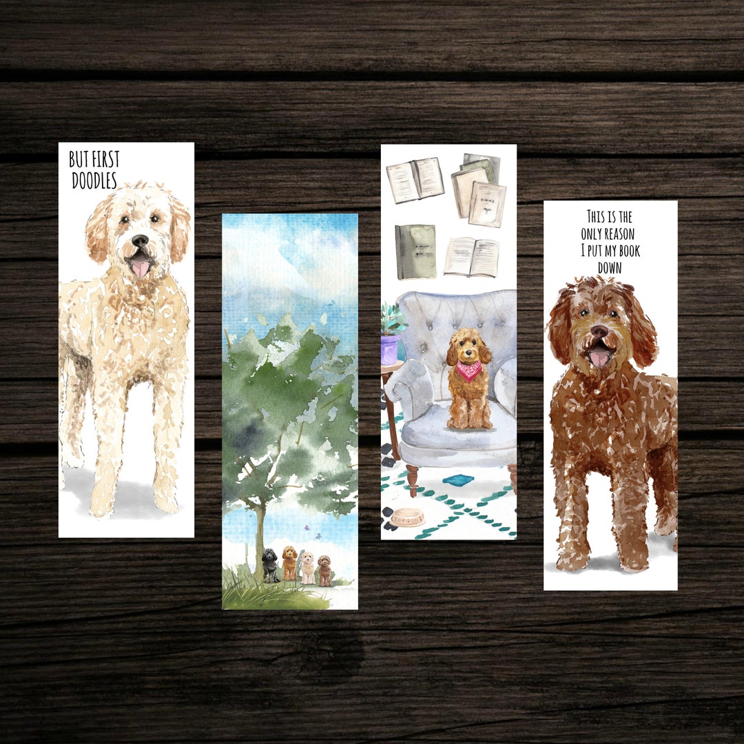 Goldendoodle Labradoodle Watercolor Printable Bookmarks Bookmark Book ...