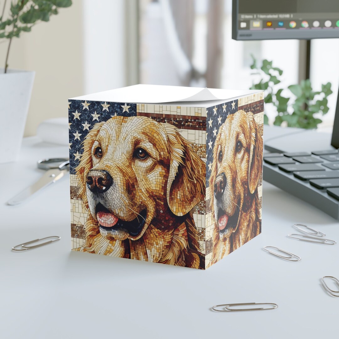 Golden Retriever Custom Note Cube Teacher Gift Co Worker Kitchen Decor ...