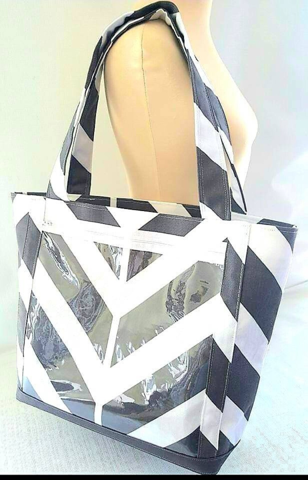 Display Tote Bag With Clear Pockets, Direct Sales Rep Bag With Zippers ...