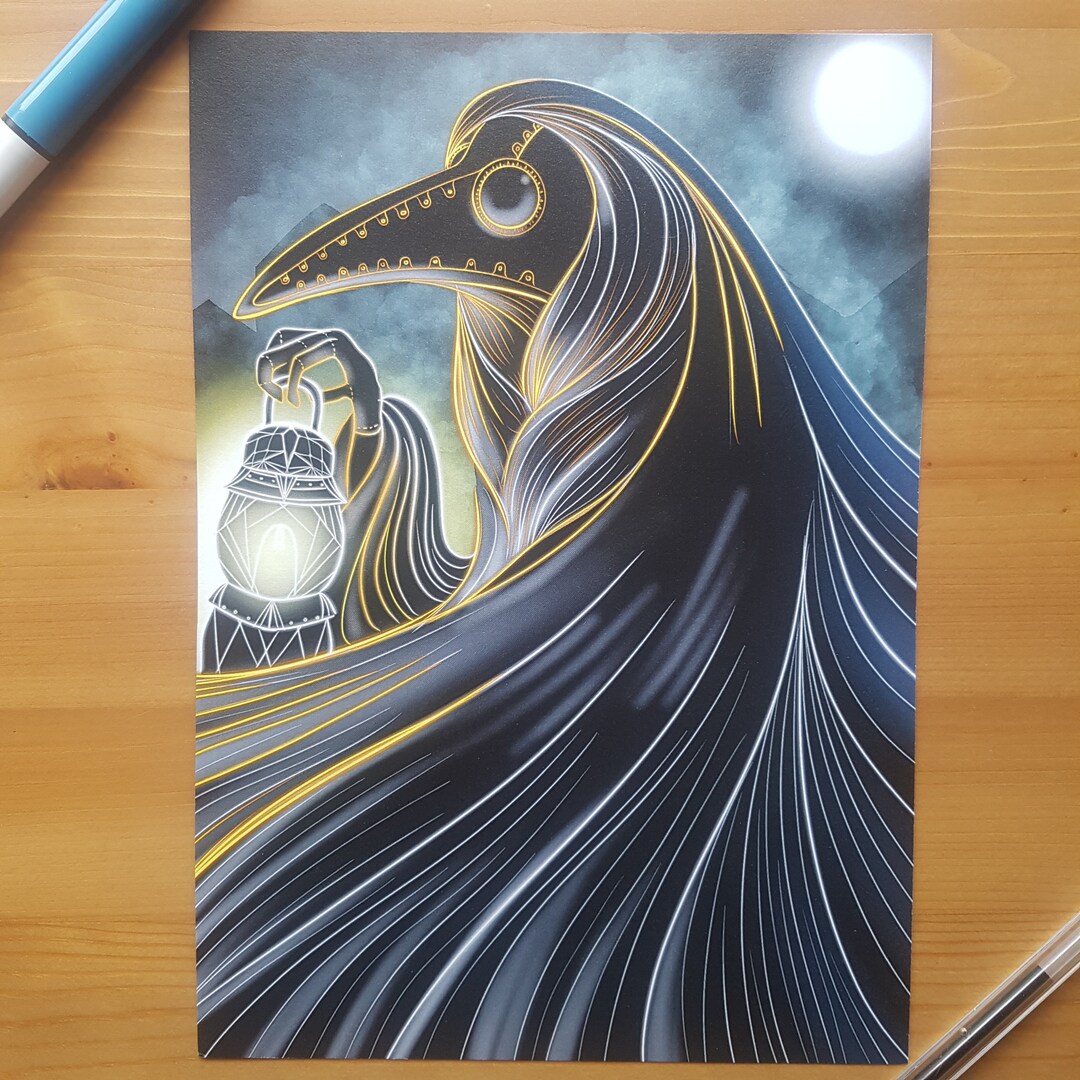 Plague Doctor A5 Print Spooky Creepy Halloween Gothic Decor Portrait ...
