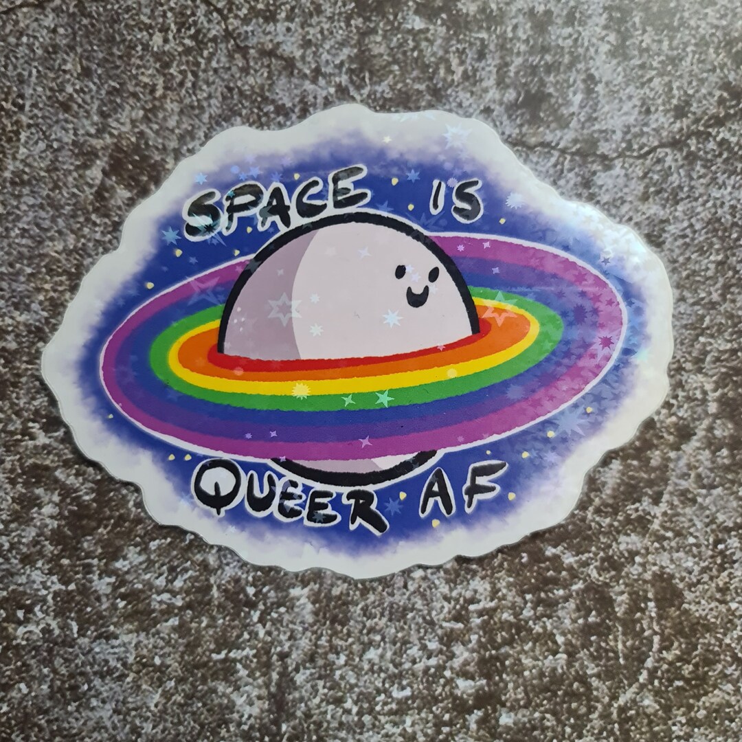 Pride Space is Queer AF LGBTQ Sticker 5cm Decor Stationery - Etsy