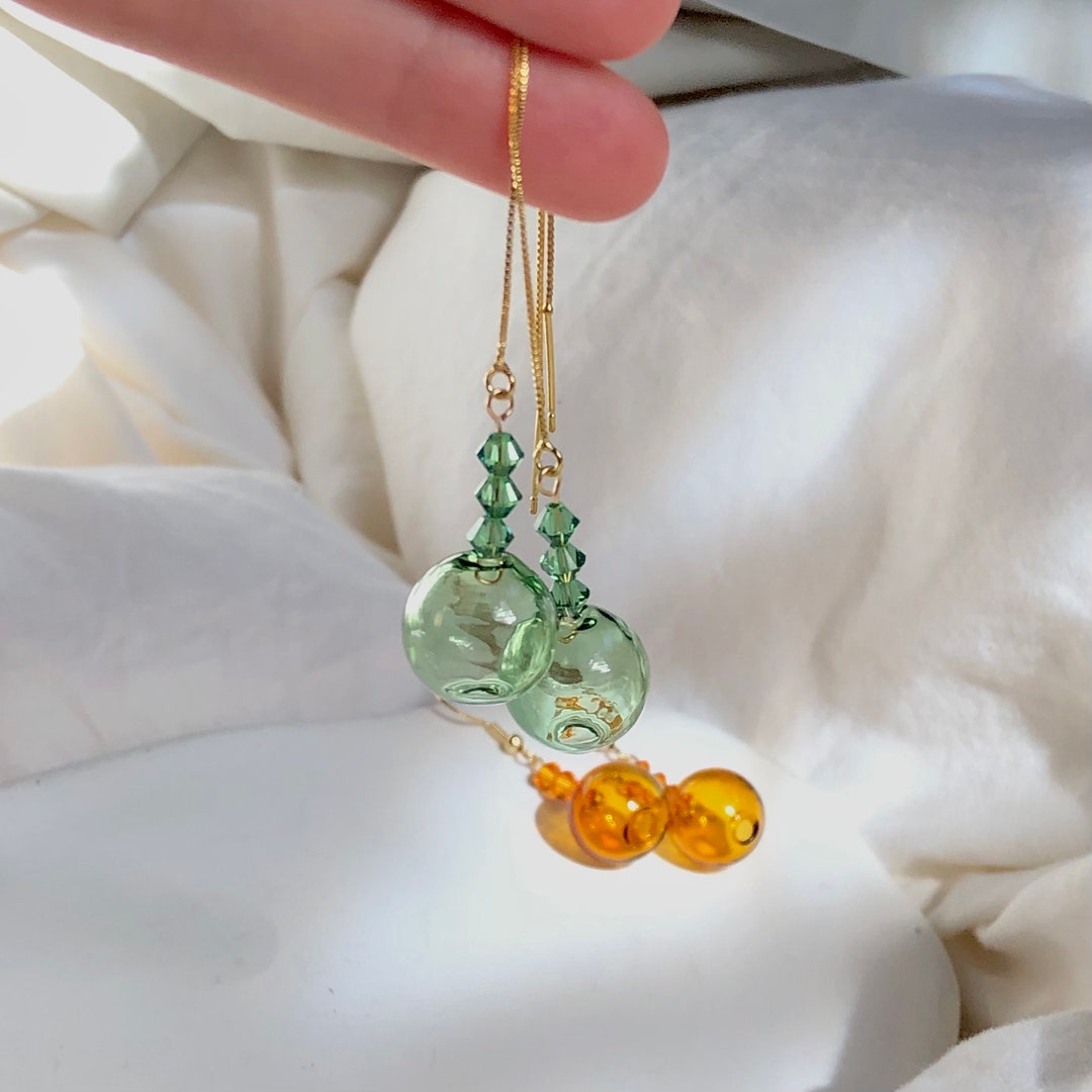 Minimalist Bubble Earrings, Hand-blown Glass Earrings, Glass Ball ...