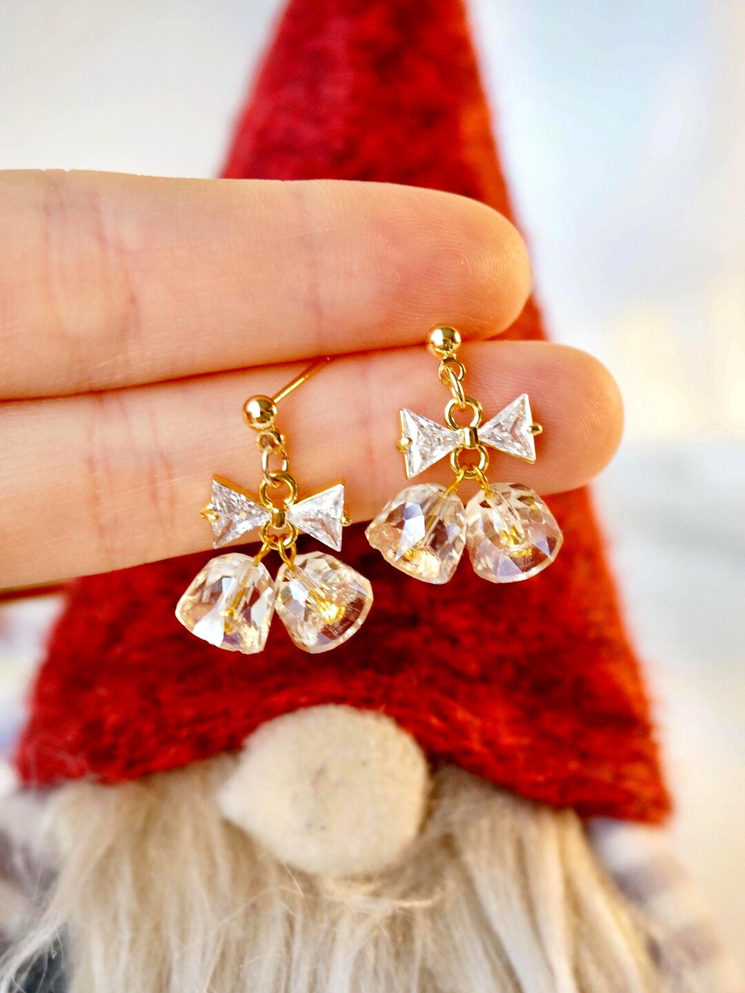 Danity Christmas Jingle Bell Dangle Drop Earrings: Swarovski Crystal ...