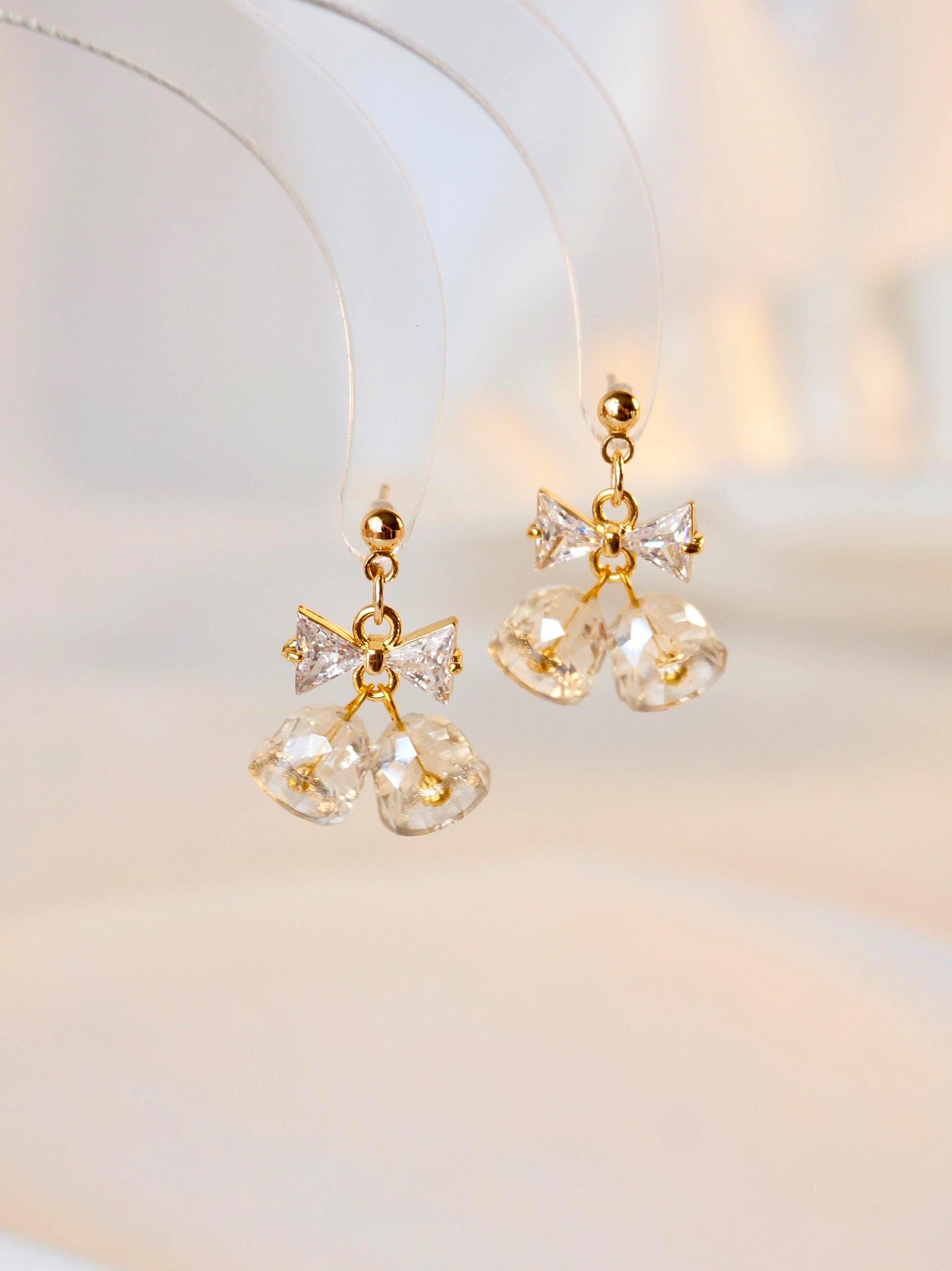 Danity Christmas Jingle Bell Dangle Drop Earrings: Swarovski Crystal ...